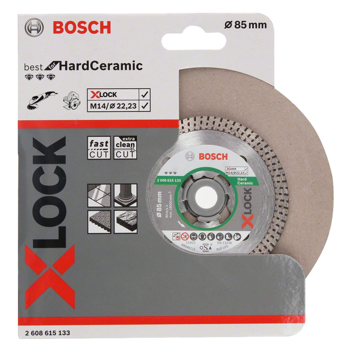 Bosch Professional 2608615134 Diamond Cutting Disc Best for Hard Ceramic X-Lock Diameter 115 mm Bore Diameter 22.23 mm