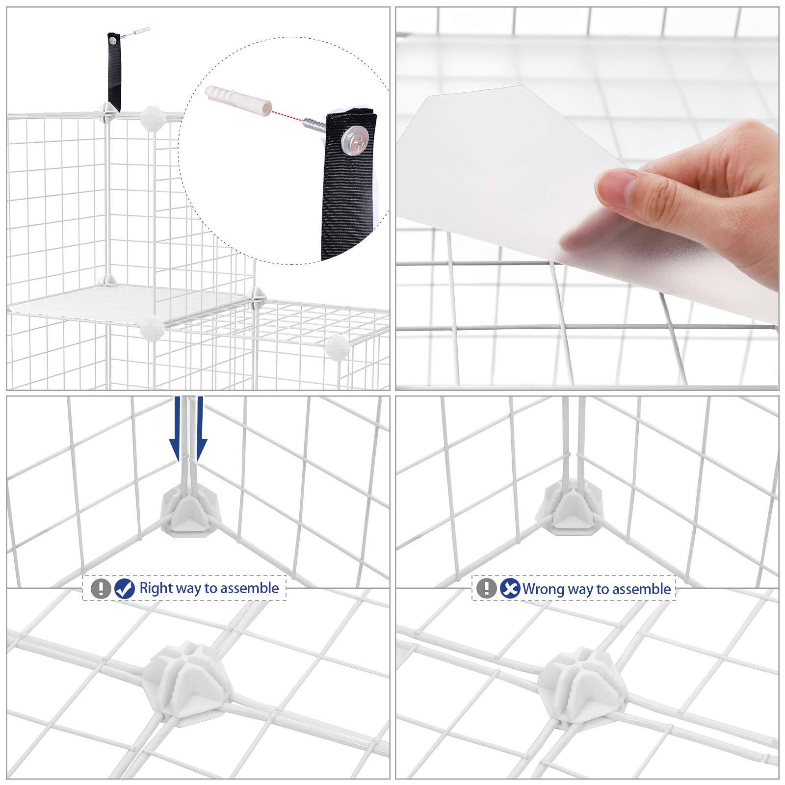 SONGMICS Wire Cube Storage, 20-Cube Modular Rack, Storage Shelves, PP Plastic Shelf Liners Included, 48.4" L x 12.2" W x 60.2" H White ULPI45W