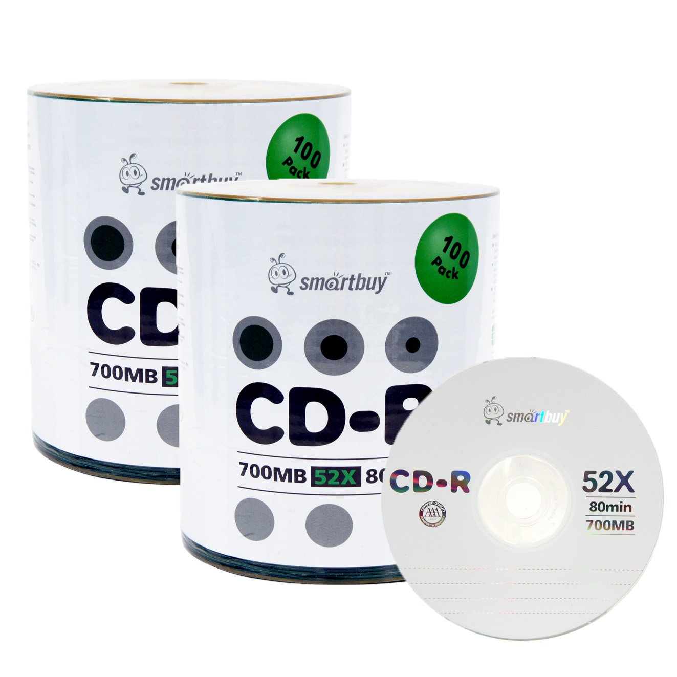 Smart Buy Logo CD-R 200 Pack 700mb 52x Blank Data Recordable Discs, 200 Disc, 200pk