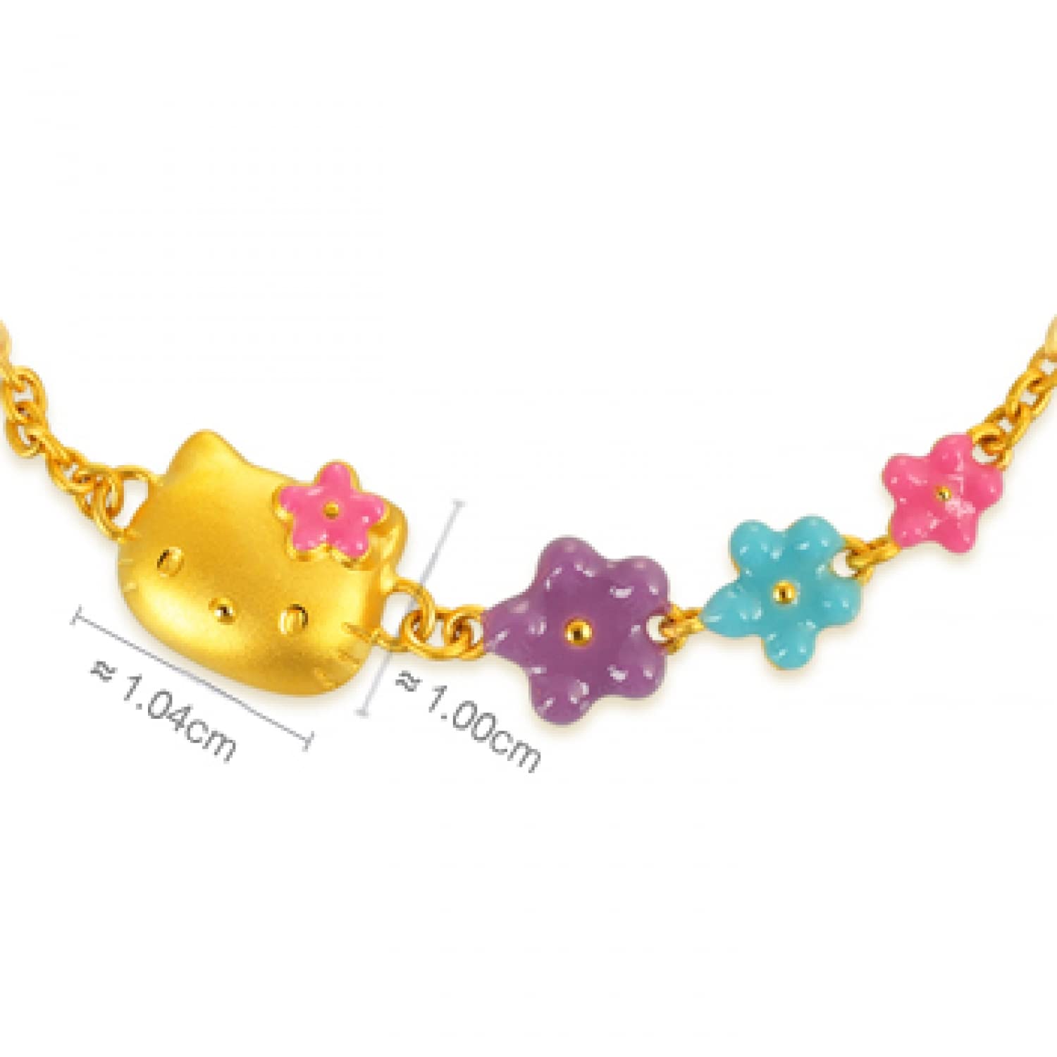 CHOW SANG SANG Sanrio 999.9 24K Solid Gold Enamel with Hello Kitty Bracelet for Women 75426B | 7.4", (19 CM)