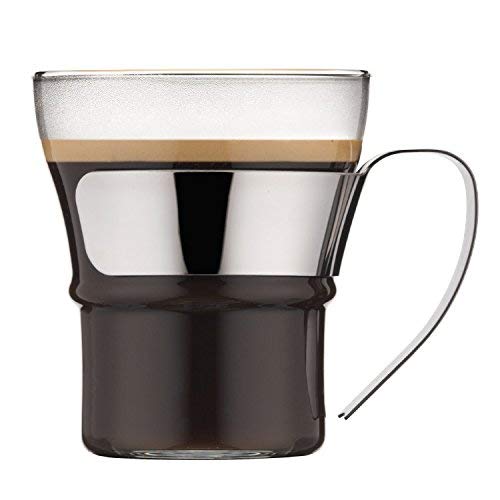 Bodum Assam 2 Piece Small Tea Glass with Steel Handle, 10 oz, Chrome