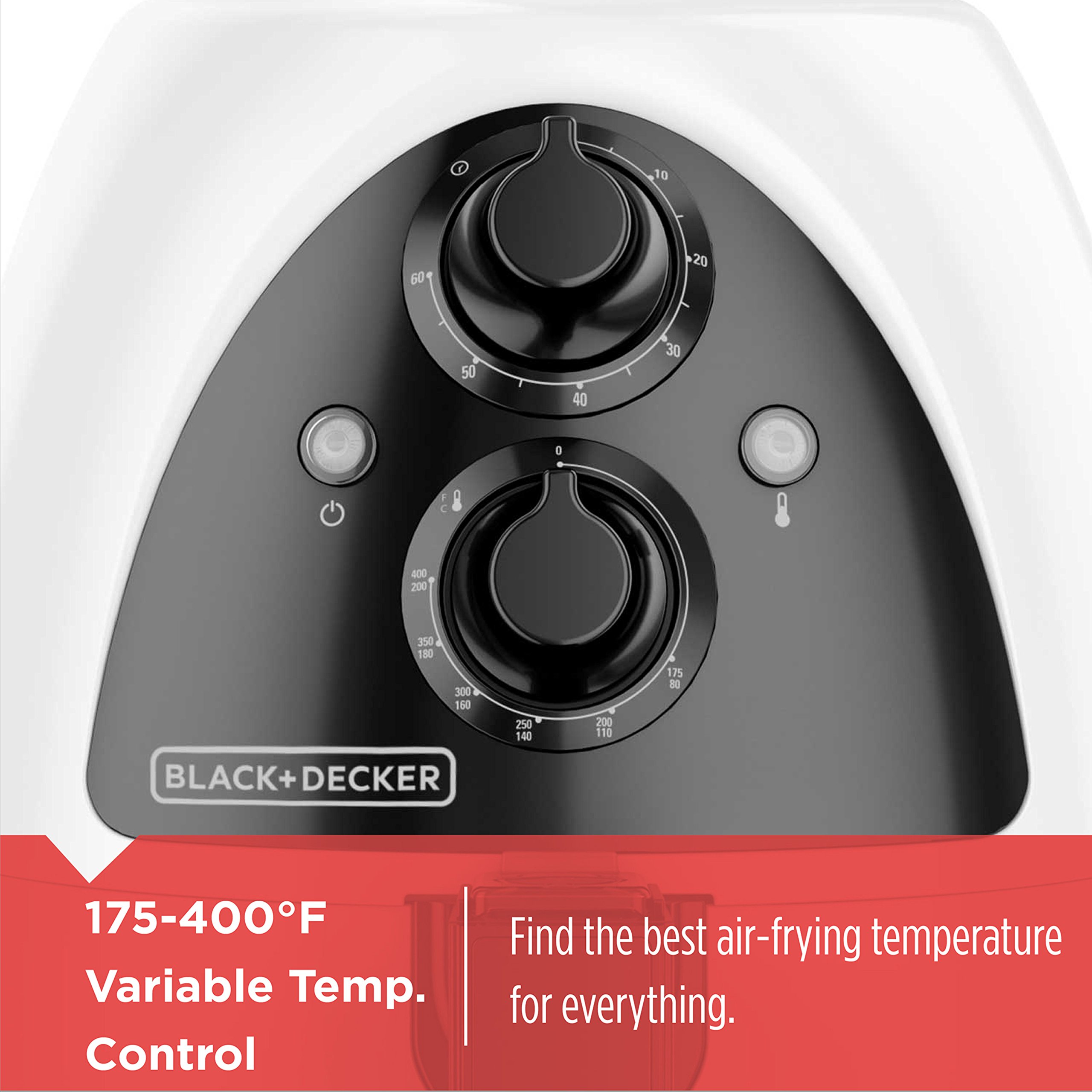 BLACK+DECKER Purify 2-Liter Air Fryer, White/Black, HF100WD
