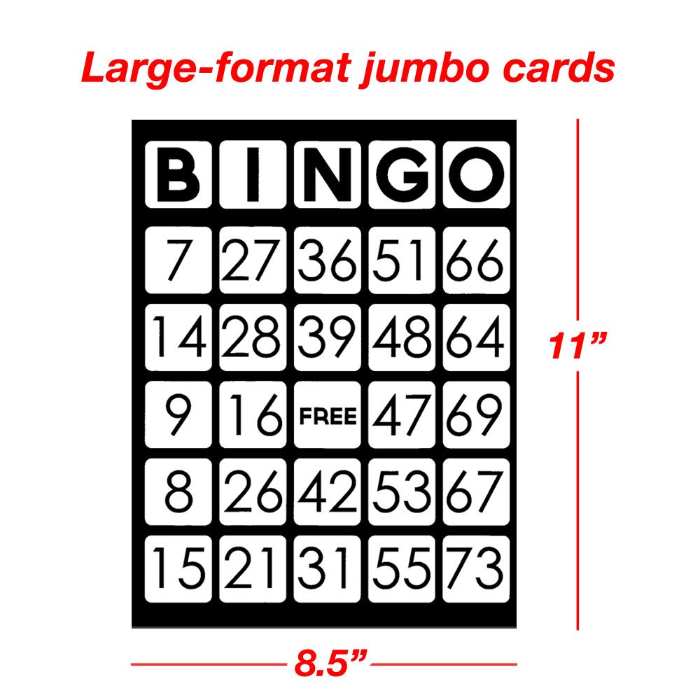 Royal Bingo Supplies EZ Readers Large-Format 8.5" x 11" Bingo Cards with Jumbo 1-inch Numbers (Pack of 50)