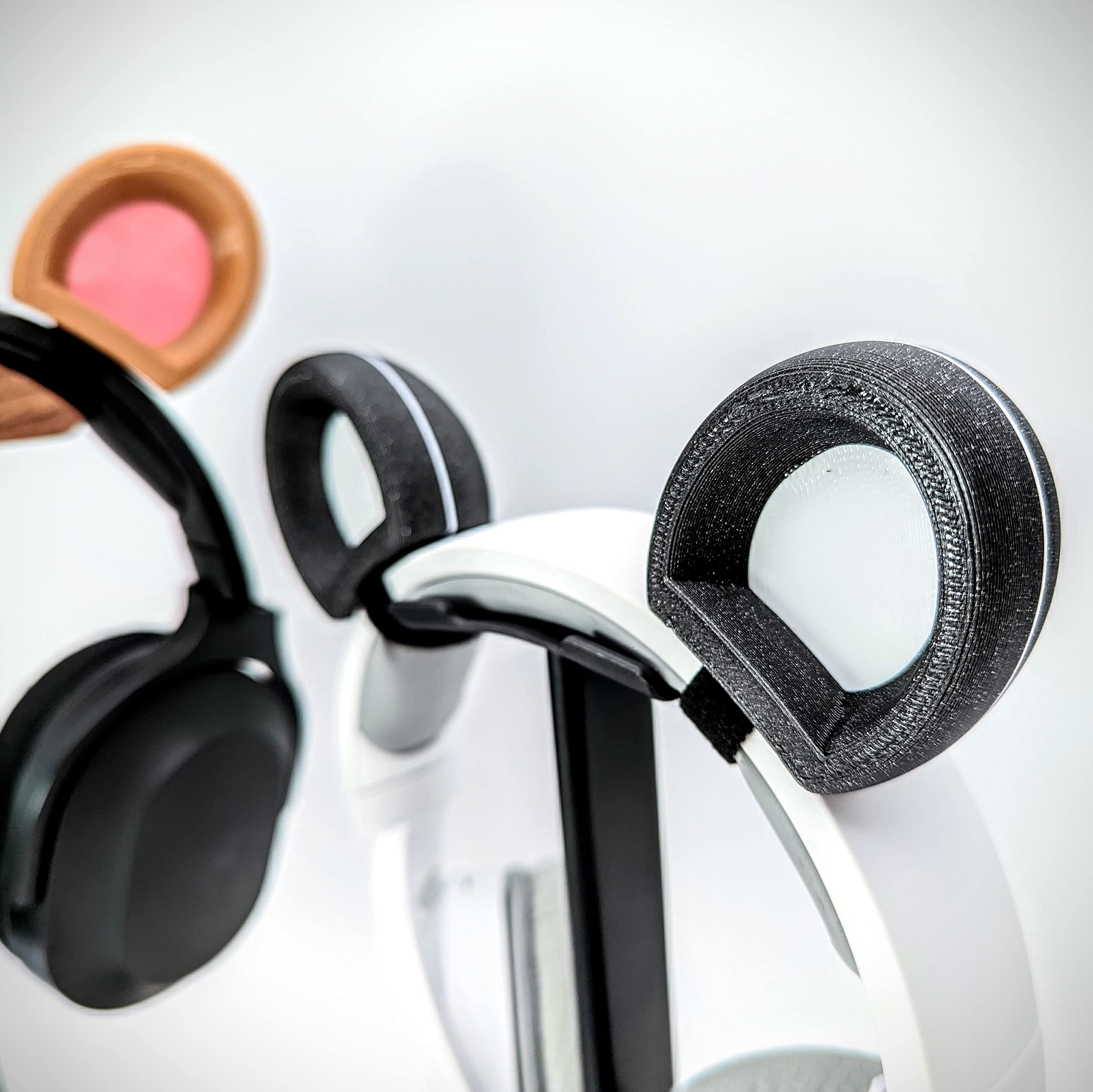 BeamTeam3D Bear Ears for Headphones - Adorable Brown and Panda Bear Headphones Attachment in Various Colors with Self Fastener - Bear Ears for Gamers and Streamers (Sparkle Black/White)