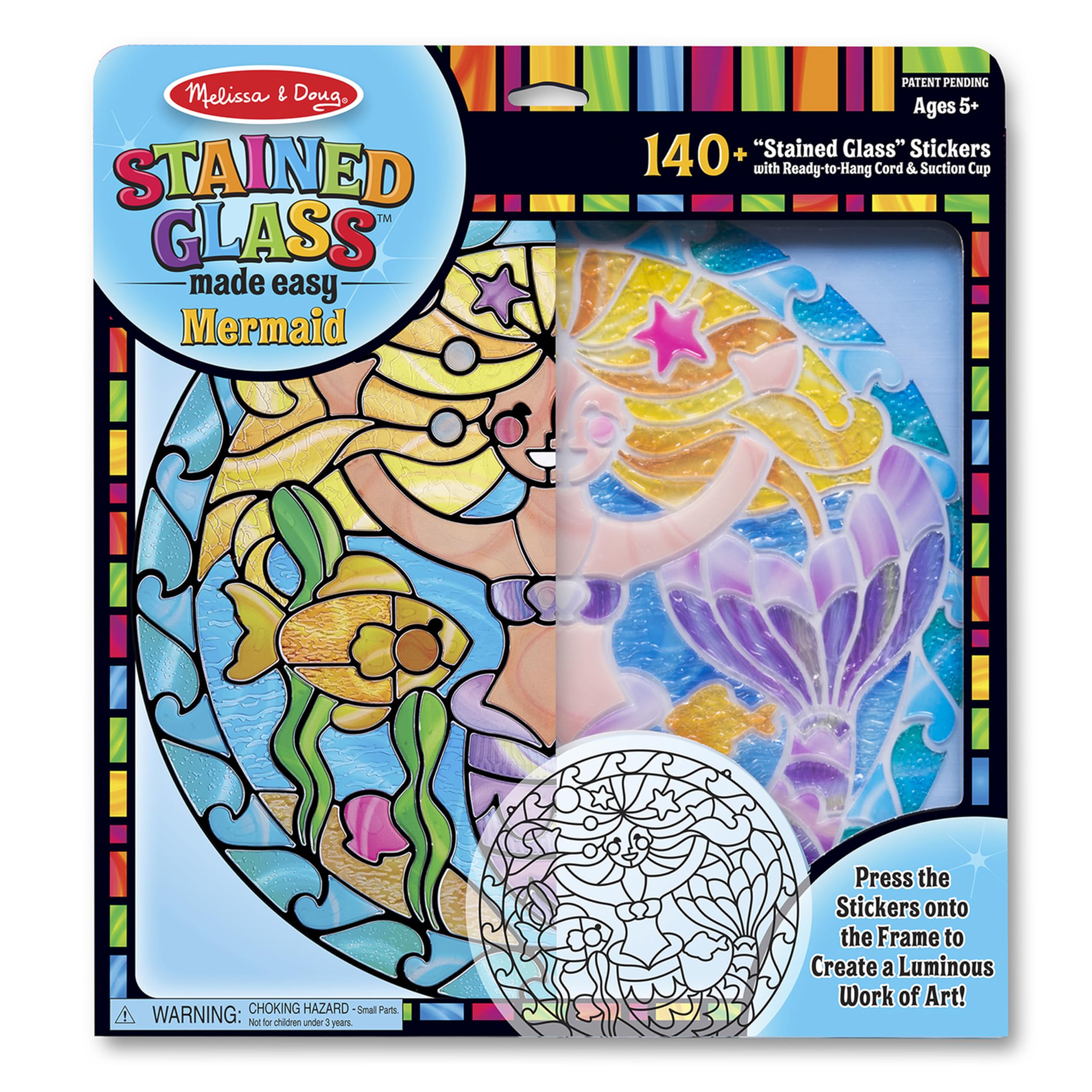 Melissa & Doug Stained Glass Made Easy Activity Kit: Mermaids - 140+ Stickers