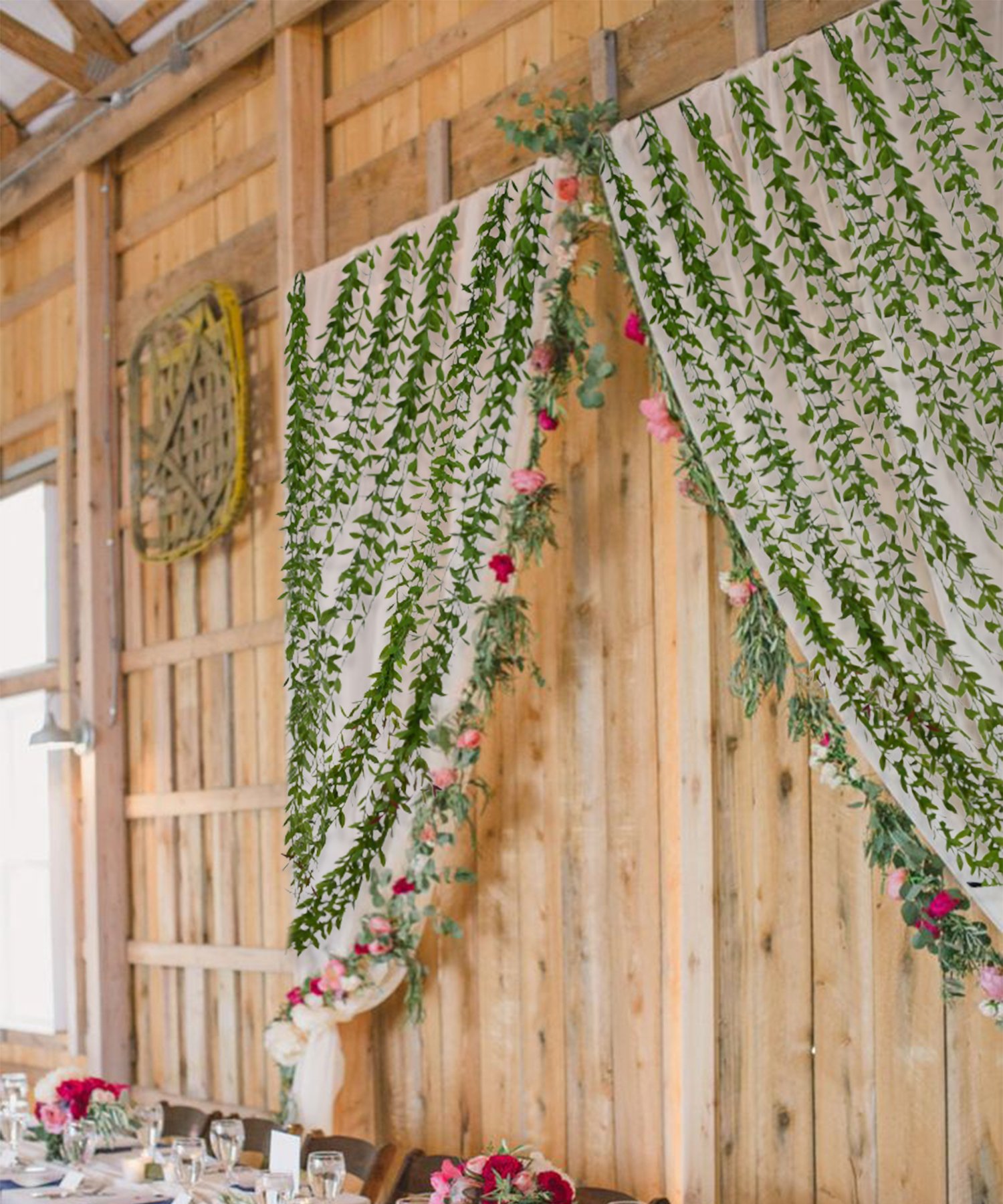 Lvydec 6pcs Artificial Vines Fake Greenery Garland Willow Leaves with Total 30 Stems Hanging for Wedding Party Home Garden Wall Decoration