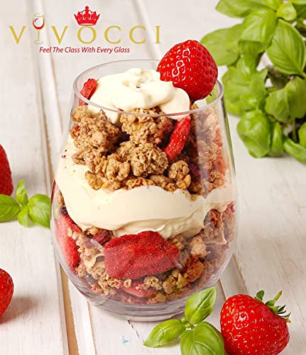 Vivocci Unbreakable Elegant Plastic Stemless Wine Glasses 20 oz | 100% Tritan Heavy Base | Shatterproof Glassware | Ideal For Cocktails & Scotch | Perfect For Homes & Bars | Dishwasher-Proof, Set of 4