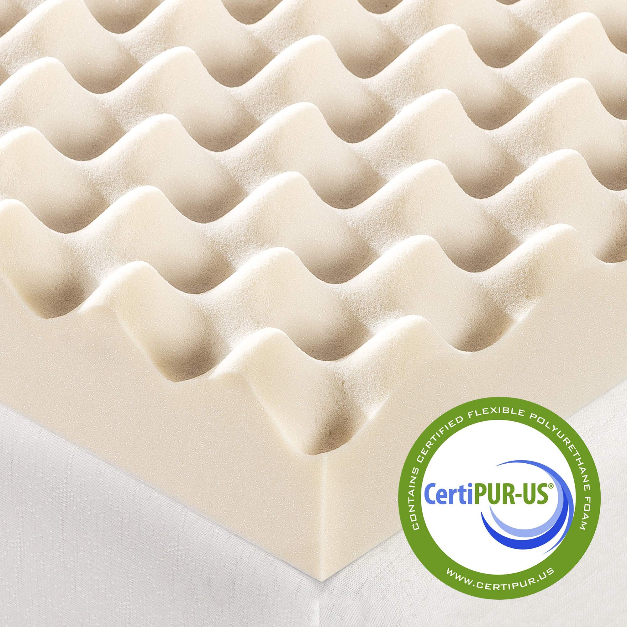 Best Price Mattress 3 Inch Egg Crate Memory Foam Mattress Topper with Copper Infusion, CertiPUR-US Certified, Queen Beige