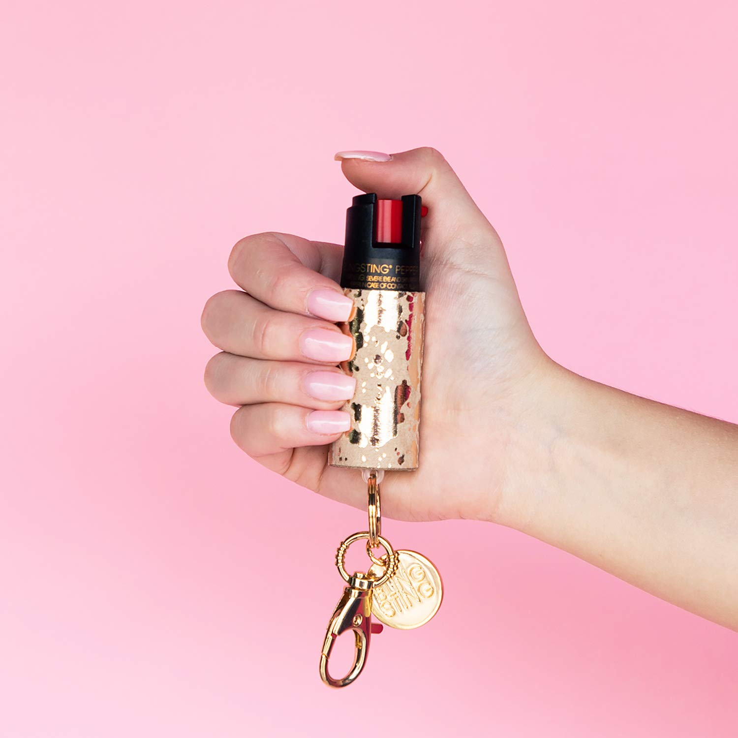 BLINGSTING Pepper Spray for Women - Maximum Strength OC Self Defense Spray - 12 ft Range - UV Marking Dye for Police ID - Safety Lock - Cowgirl