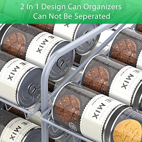 BTY Can Organizer for Pantry Stackable 2 Pack 3 Tier Metal Can Dispenser Holds Up 72 Cans 2 in 1 Canned Goods Organizer for Pantry Kitchen Organization and Storage