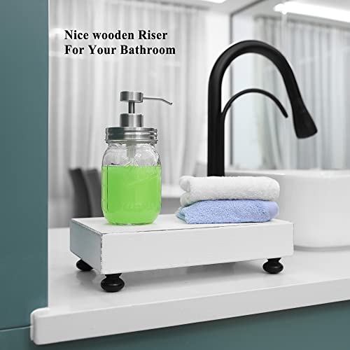 GBtroo Wood Riser for Display β Premium Home Decor for Bathroom β Display Stand with Non-Slip Mat β Eye-Catching Wooden Tray Sink Organizer β Charming in Any Home