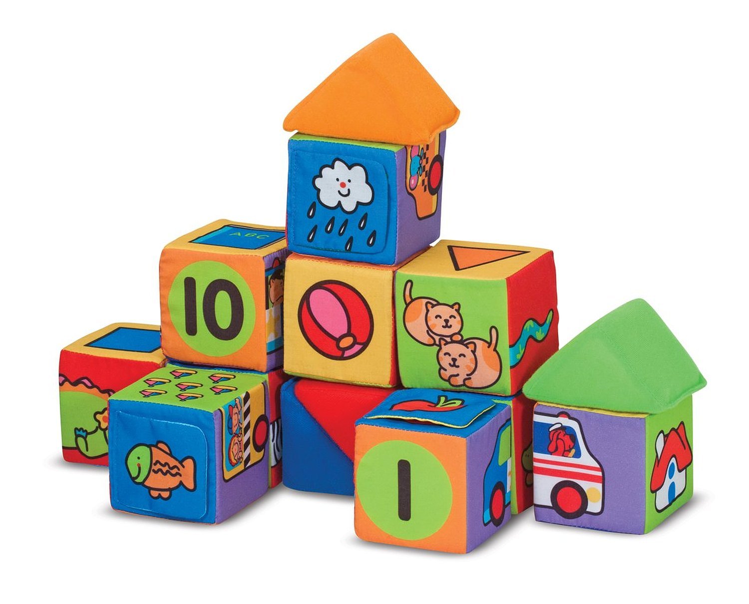 Melissa & Doug Matching & Build Blocks: K's Kids Baby Toy Series & 1 Pair of Baby Socks Bundle (09167)