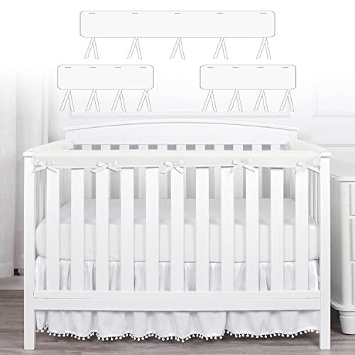 Vjningu Crib Rail Covers, Wrapped Rail Cover 3 Pcs (One Set) Anti-Collision Strip Corner Cover for Teething Bed Guardrail Cover Furniture Boys & Girls for Standard Crib(White)