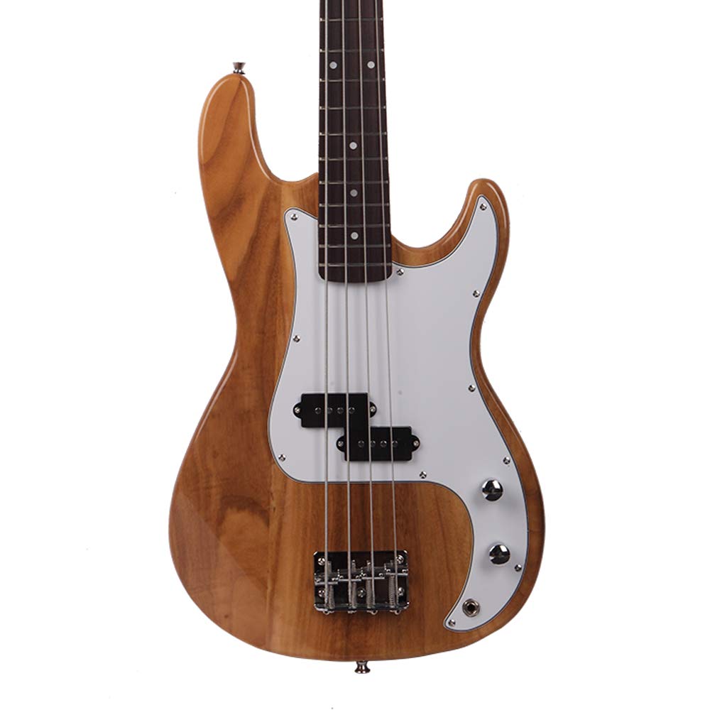 Lykos Fashion White Full Size 4-String Electric Bass Guitar Burning Fire Style (Burly Wood)