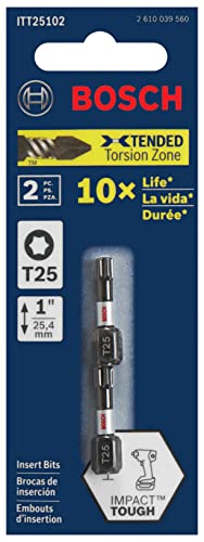 BOSCH ITT251B 10-Pack 1 In. Torx #25 Impact Tough Screwdriving Insert Bits