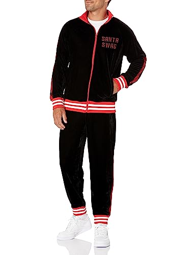 Blizzard Bay Men's Jolly Knits Ugly Christmas Tracksuit, Santa Swag-Black, Medium