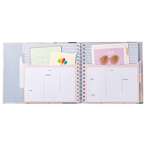 Busy B Birthday Card Book - 13 Pocket File for Storing Greetings Cards Pretty Petals,Pink