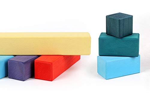 moderngenic 'Pyramid' Rainbow X-Large 100 Piece Blocks, Wooden Toys for Kids, Geometric Stacking Educational Building Blocks