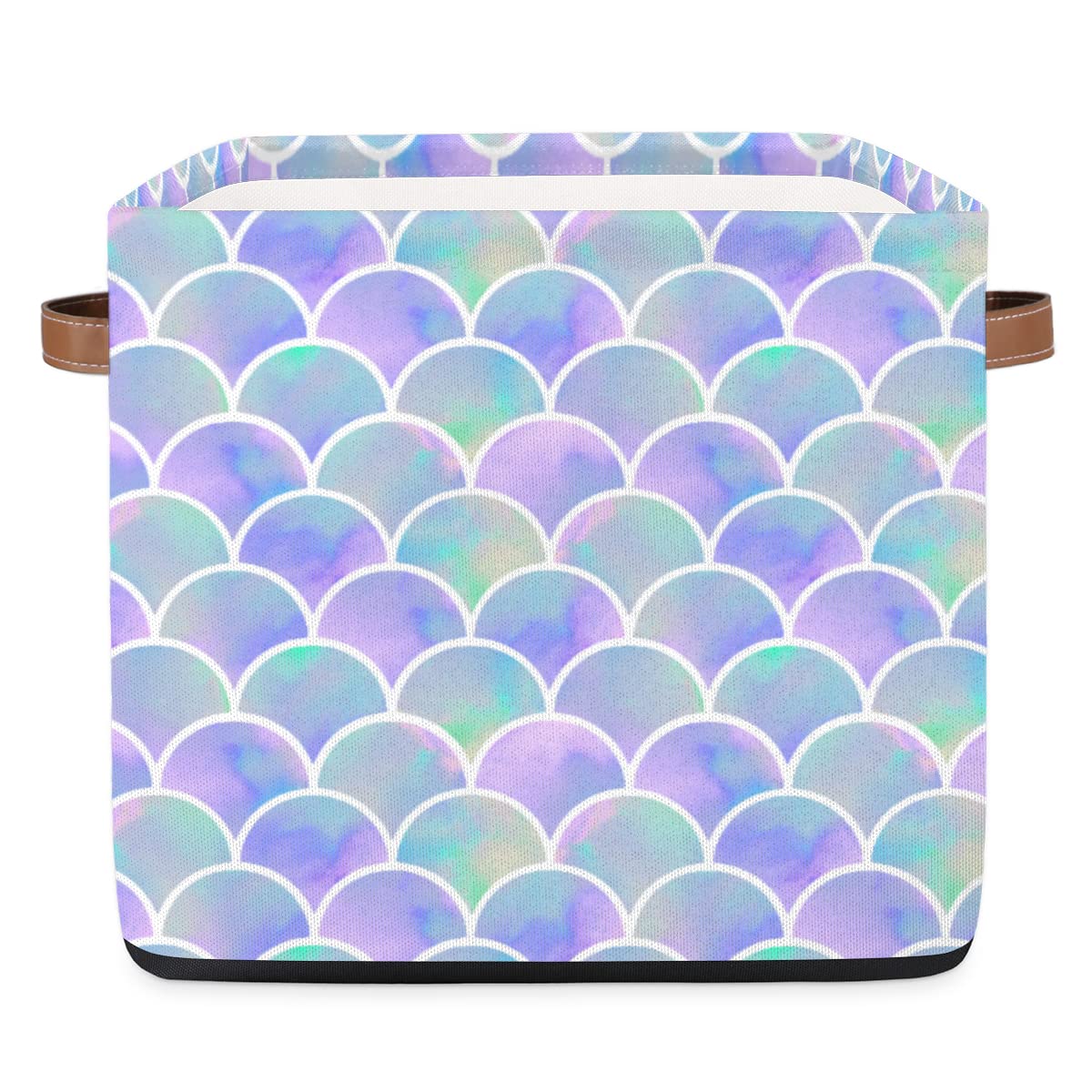 bisibuy 13x13x13 Storage Cube Bins Mermaid Fish Scale Gradient Fabric Storage Cubes 13 inch Collapsible Storage Bins Cubby Storage Baskets for Organizing Shelf Cabinet Bookcase Boxes