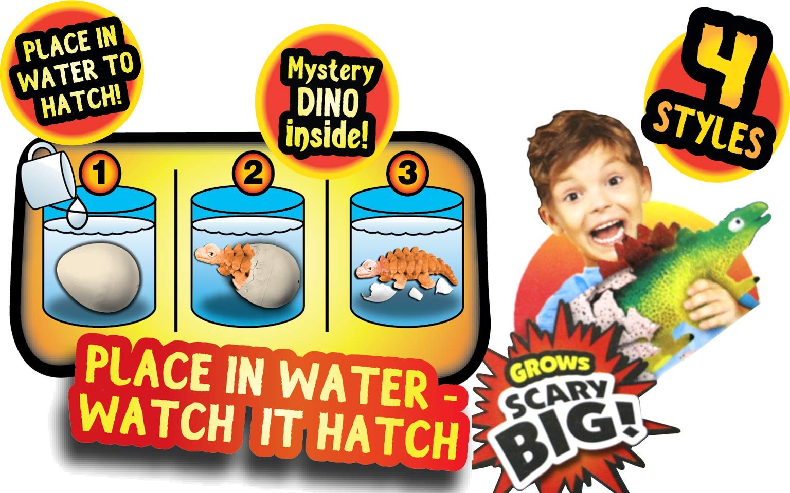 JA-RU Dinosaur Egg Growing Toys (1 Egg Assorted) Magic Surprise Hatching & Grow in Water Animals for Kids. Prefilled Toys. Bulk Jurassic Party Favors Easter Basket Fillers. 1745-1A
