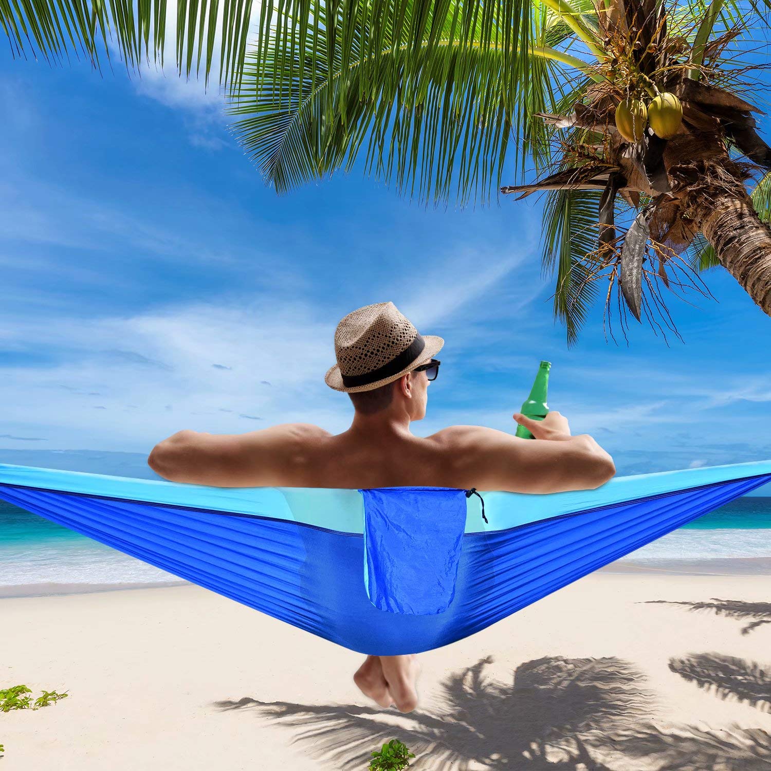 Camping Hammock Double, 660 lb Load Heavy Duty Portable Hammock Nylon Parachute Hammock for Indoor Outdoor Backpacking, Camping, Travelling, Beach, Backyard ,Portable(2 Tree Straps) Gray & Orange