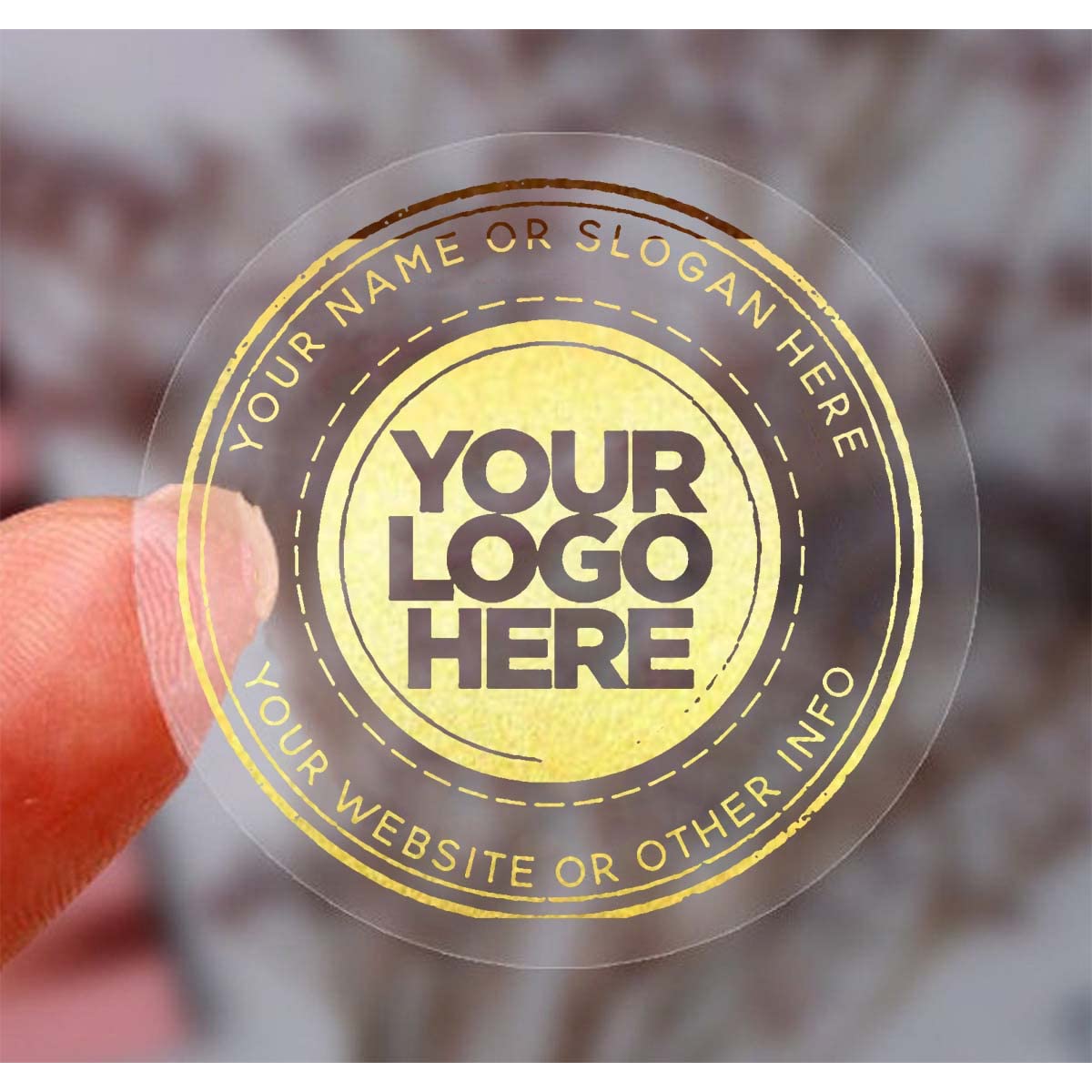 Custom Clear Stickers Personalized Circle Labels Stickers Create Your own Custom Business Logo Metallic Gold Stickers for Wedding Favor Party Baptism