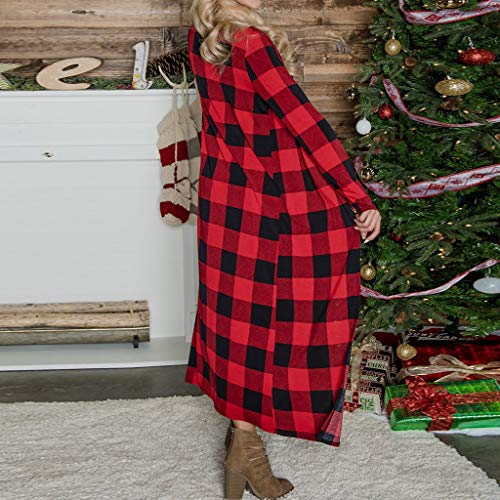 NEARTIME Women's Long Sleeve Waterfall Lightweight Plaid Cardigan Boho Kimono Cover Up Casual Outwear