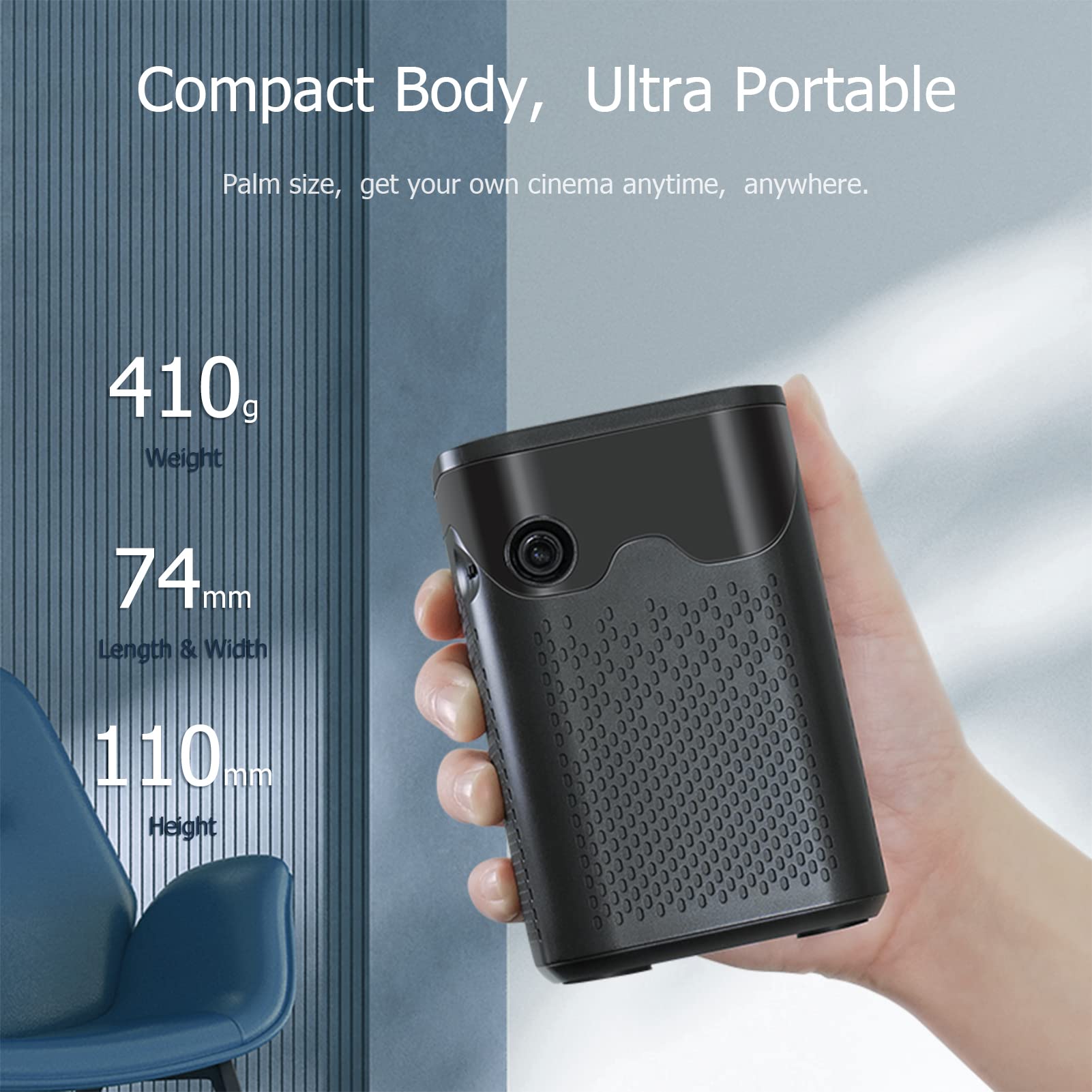 BISOFICE 3-IN-1 Mini Projector with WiFi and Bluetooth, 4K 1080P 150 ANSI Lumen DLP Android TV 9.0 Smart Portable Projectors, 3W Speaker, Auto-Vertical Keystone for Home, Outdoor with Remote Control