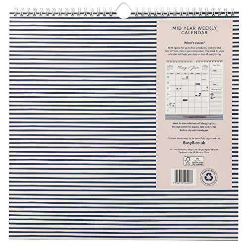 Busy B Mid Year Weekly Family Calendar August 2022 - August 2023 - Periwinkle. Meal Planner, Tear-Off Lists, Pocket and Pen (4087AMZ)