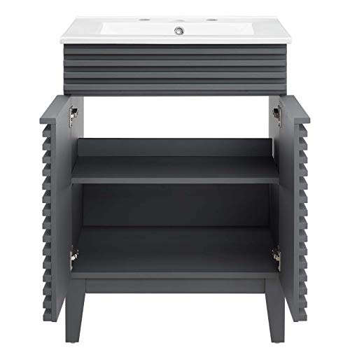 Modway Render Vanity with Sink-Floor, 24 Inch, Gray White