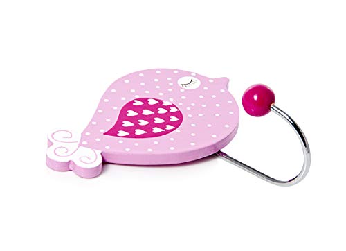 Mousehouse Gifts Kids Pink Bird Coat Hook Wall Hooks for Girls Nursery or Bedroom