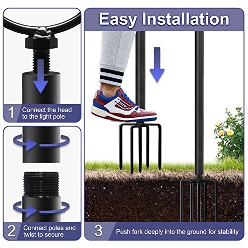 Eillion 3-in-1 String Light Poles for Hanging Outdoor String Lights, Patio Metal Light Pole for Outside Garden, Backyard, Parties Bistro (2PCS)