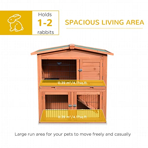 Pawhut 40" Wooden Rabbit Hutch Small Animal House Pet Cage