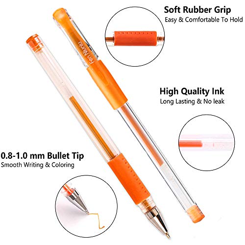 CAISEXILE 24 Coloring Glitter Gel Pens come with 24 Free Matched Refills, Artist Drawing Pens, for Adult Coloring Sketching Doodling Writing