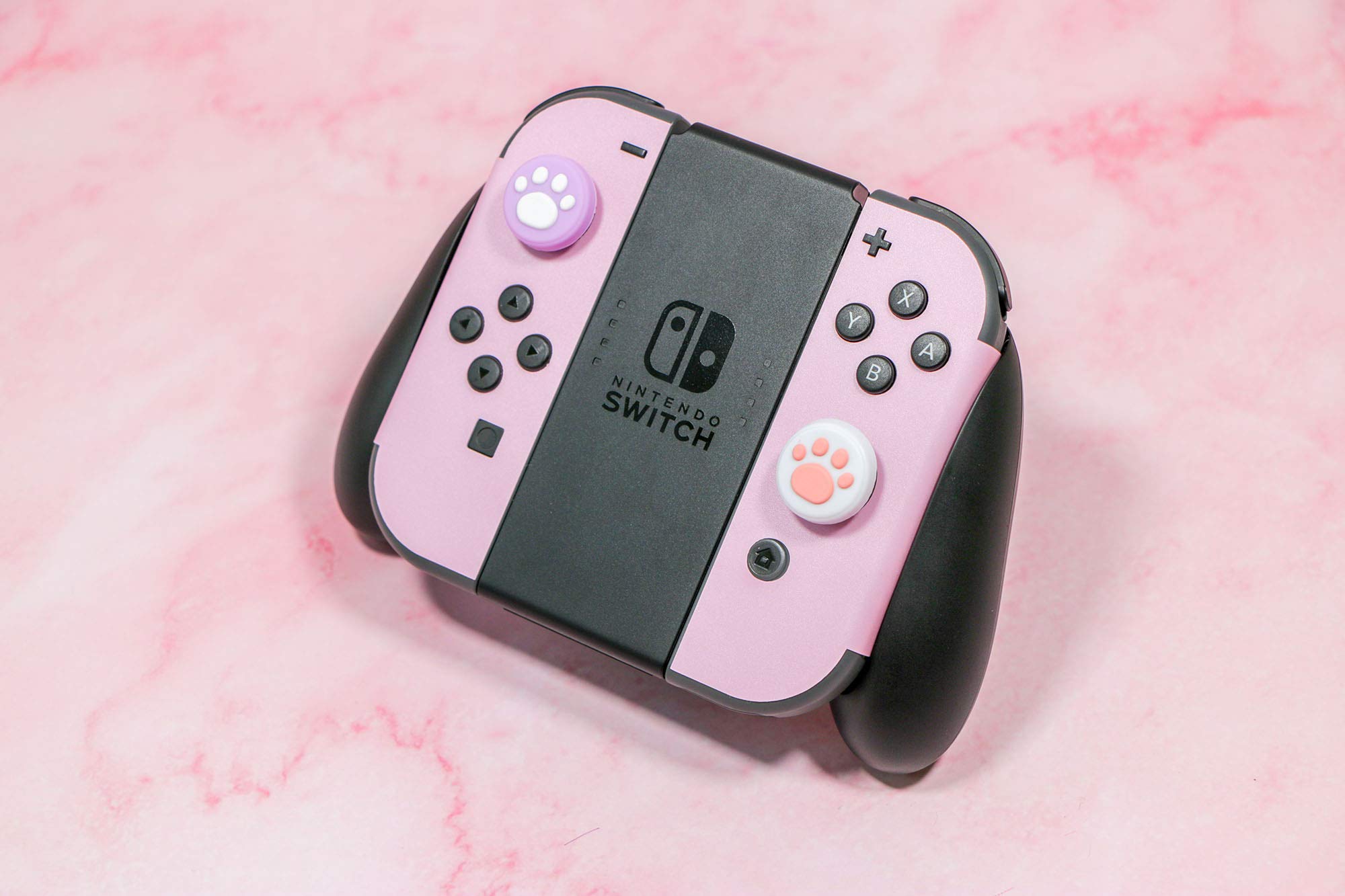 BelugaDesign Paw Thumb Grip Caps | Compatible with Nintendo Switch Lite OLED | Cute Kawaii Animal Joystick Cap, Soft Silicone Cover for Controller | Pack of 4 (Pink Purple)