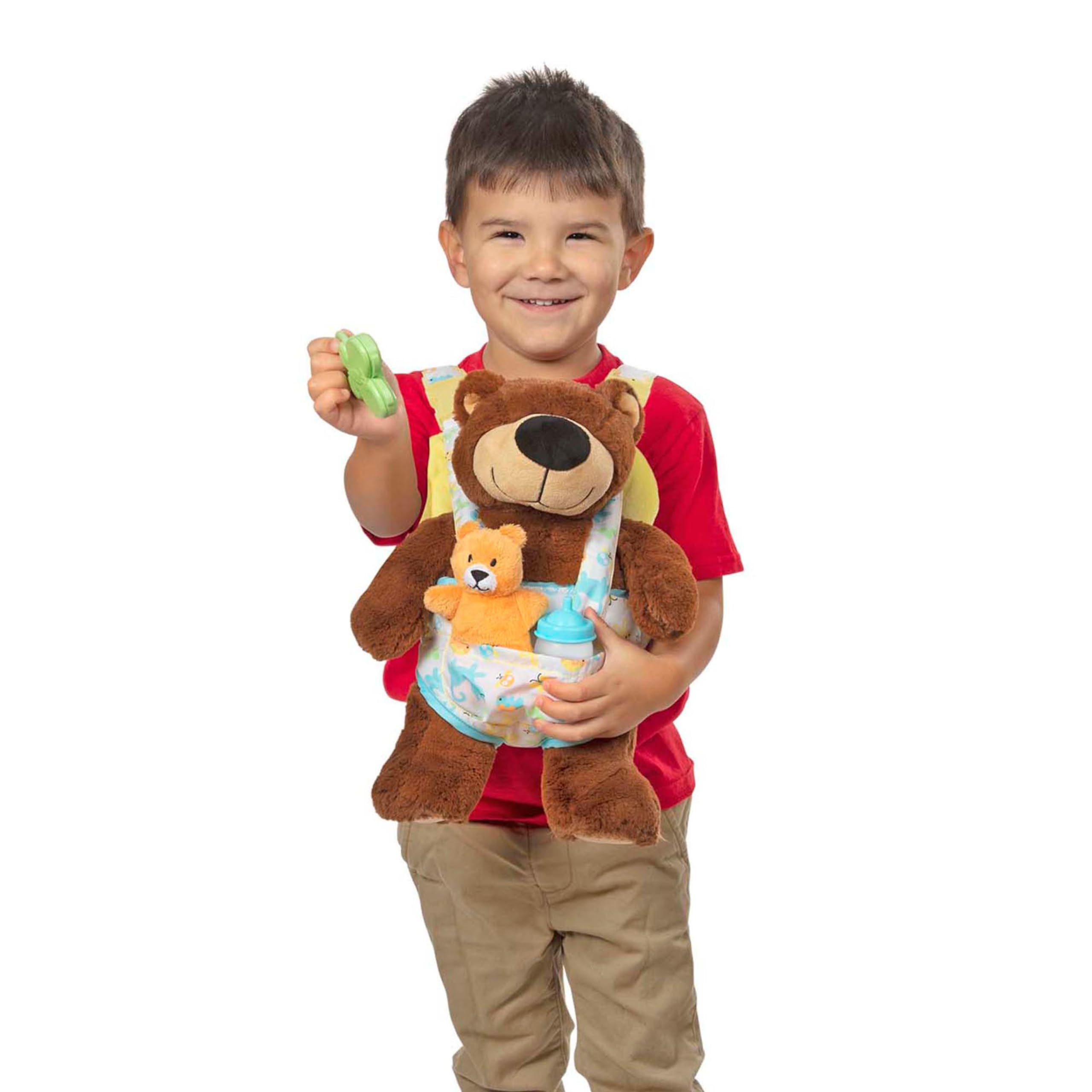 Melissa & Doug Mine to Love Carrier Play Set for Baby Dolls with Toy Bear, Bottle, Rattle, Activity Card, 14.25 x 8.25 x 2.5