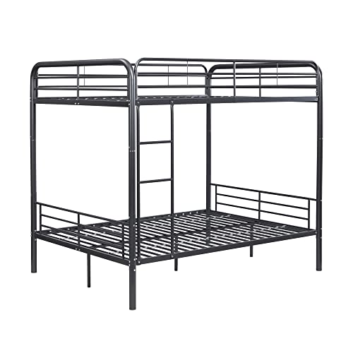 Movdevy Heavy Duty Full Over Full Bunk Beds, Metal Bunk Beds Full Over Full for Kids Adults, Industrial Style Full Over Full Size Bunk Bed with Ladder, Can Be Converted To 2 Beds, No Box Spring Needed
