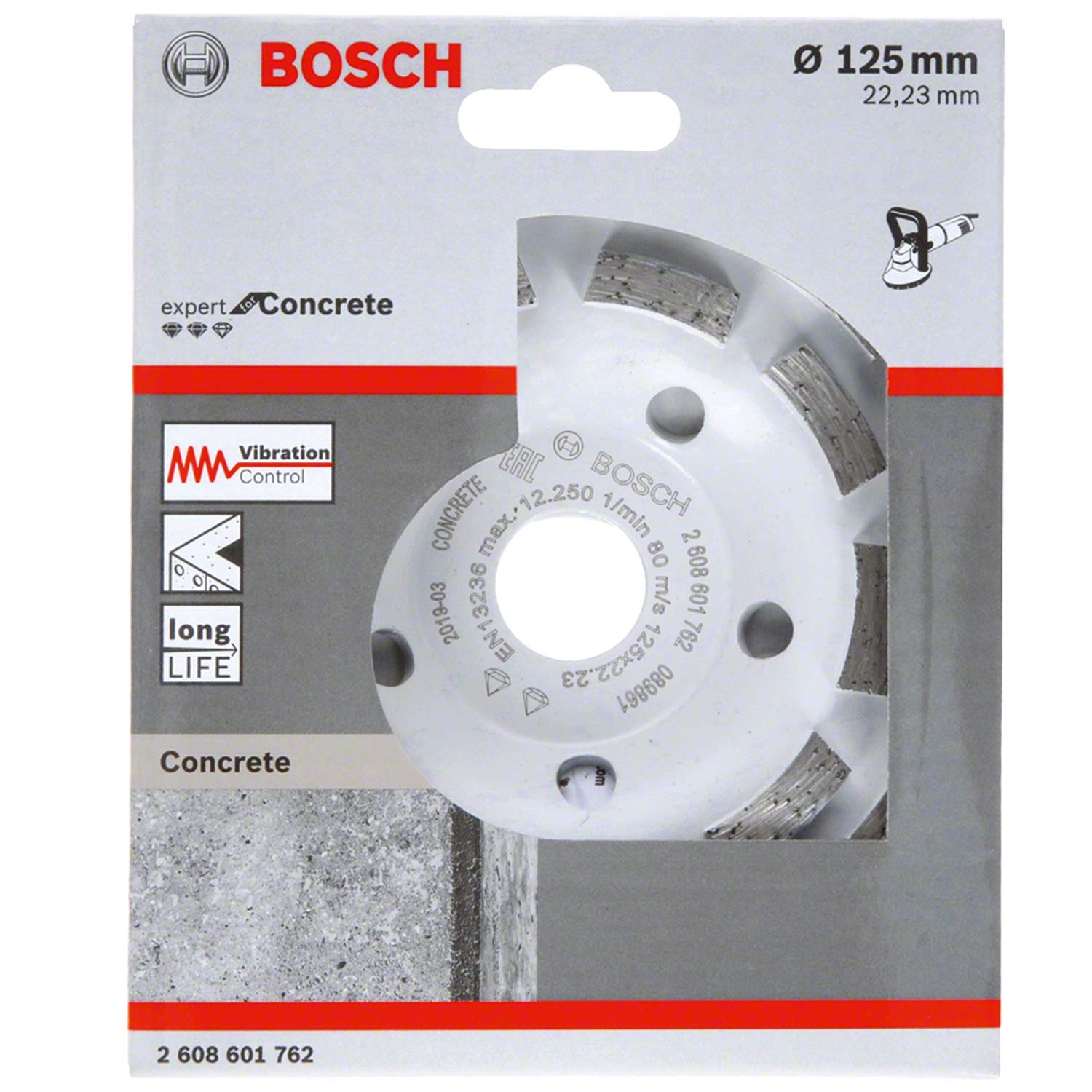 Bosch Professional Expert 2608601762 Diamond Grinding Wheel for Angle Grinder (for Concrete, Grinding Disc Diameter: 125, Bore Diameter: 22.23mm, Accessories for Concrete Grinders), Amazon Exclusive
