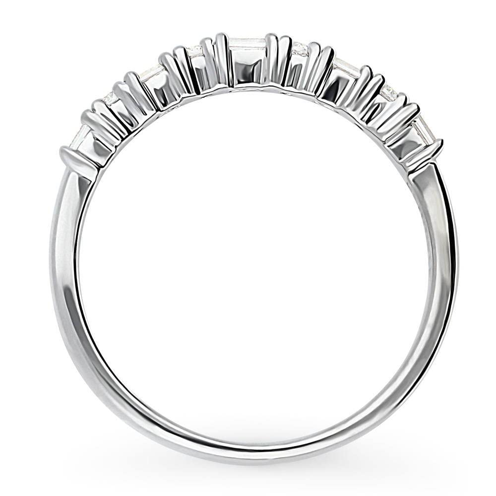 BERRICLE Sterling Silver Art Deco Wedding Rings Cubic Zirconia CZ Anniversary Half Eternity Ring for Women, Rhodium Plated Size 8