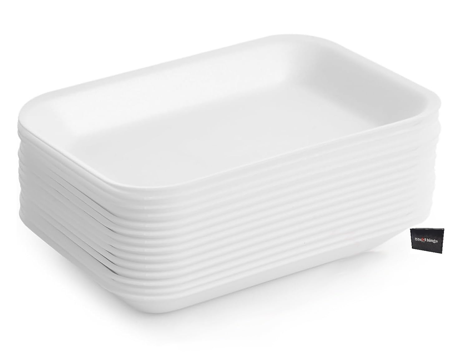 Bits N Things White Foam Meat Trays | Disposable Standard Supermarket Meat Poultry Frozen Food Tray | Arts & Crafts | 50 Count
