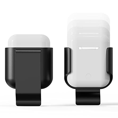 Geekria 2 Pack Earbuds Case Ultra Light Belt Clip Pocket Holder, Compatible with APPL AirPod, AirPod 2 True Wireless Earbuds, Charging Port Accessible (Black)