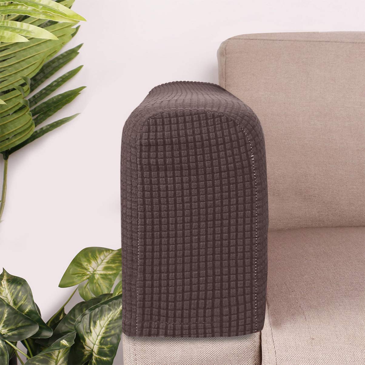 BESPORTBLE Chair Arm Protectors Sofa Armrest Cover Stretch Armchair Slipcover Protector Elastic Home Office Recliner Couch Cloth 2pcs (Dark Coffee)