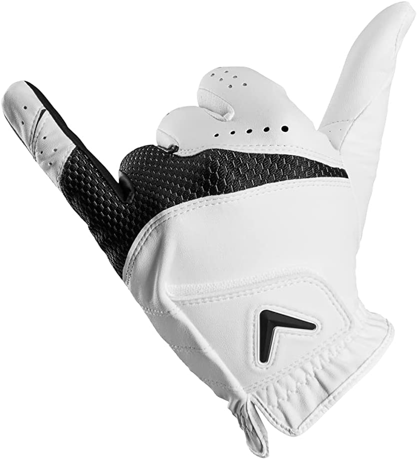 Callaway Golf Weather Spann Premium Synthetic Golf Glove (White, 2-Pack, Standard, X-Large, Worn on Right Hand)