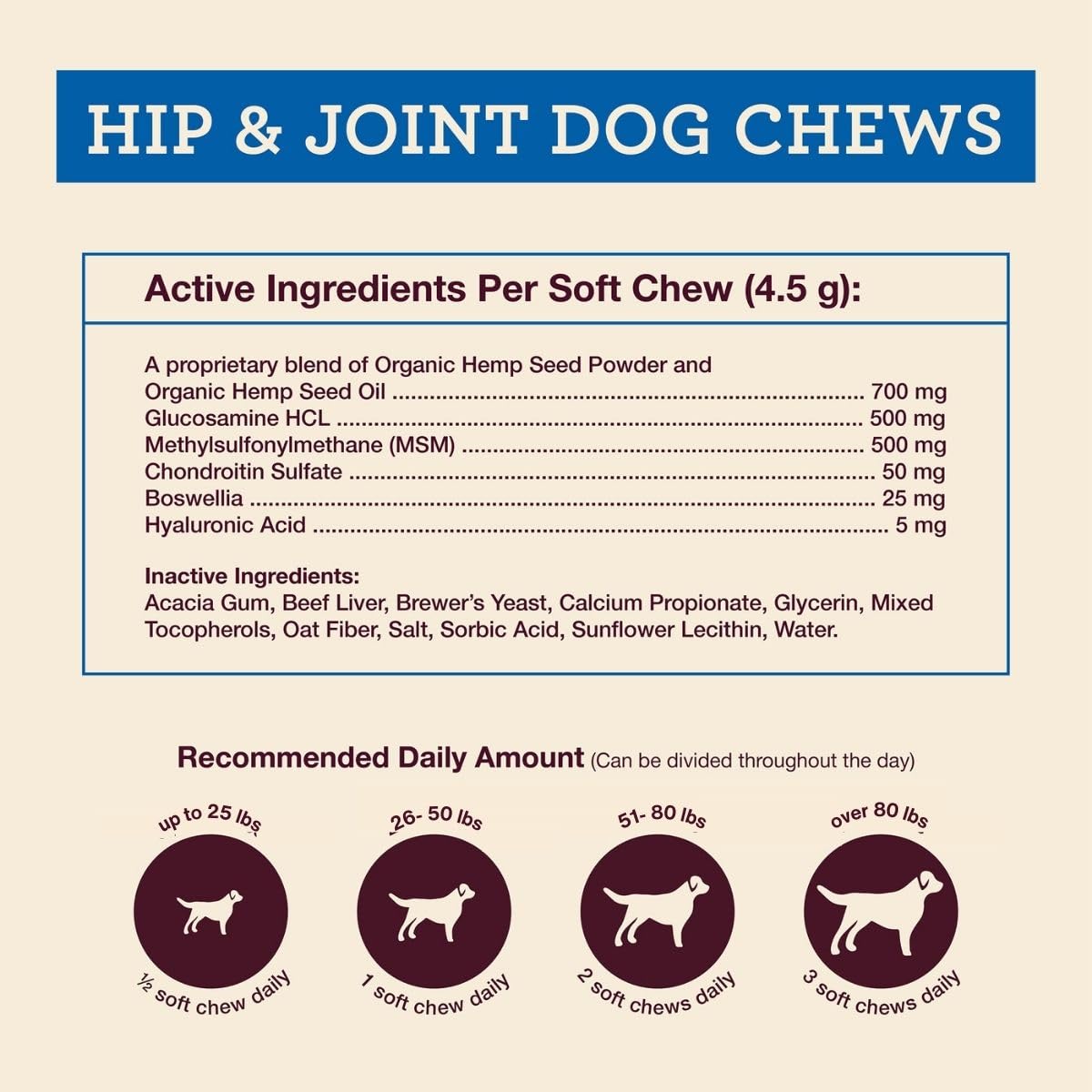 Hemp Well Hip and Joint Soft Chews – Supports Mobility and Promotes Healthy HIPS and Joints for Dogs, Organically Sourced (60 Count)