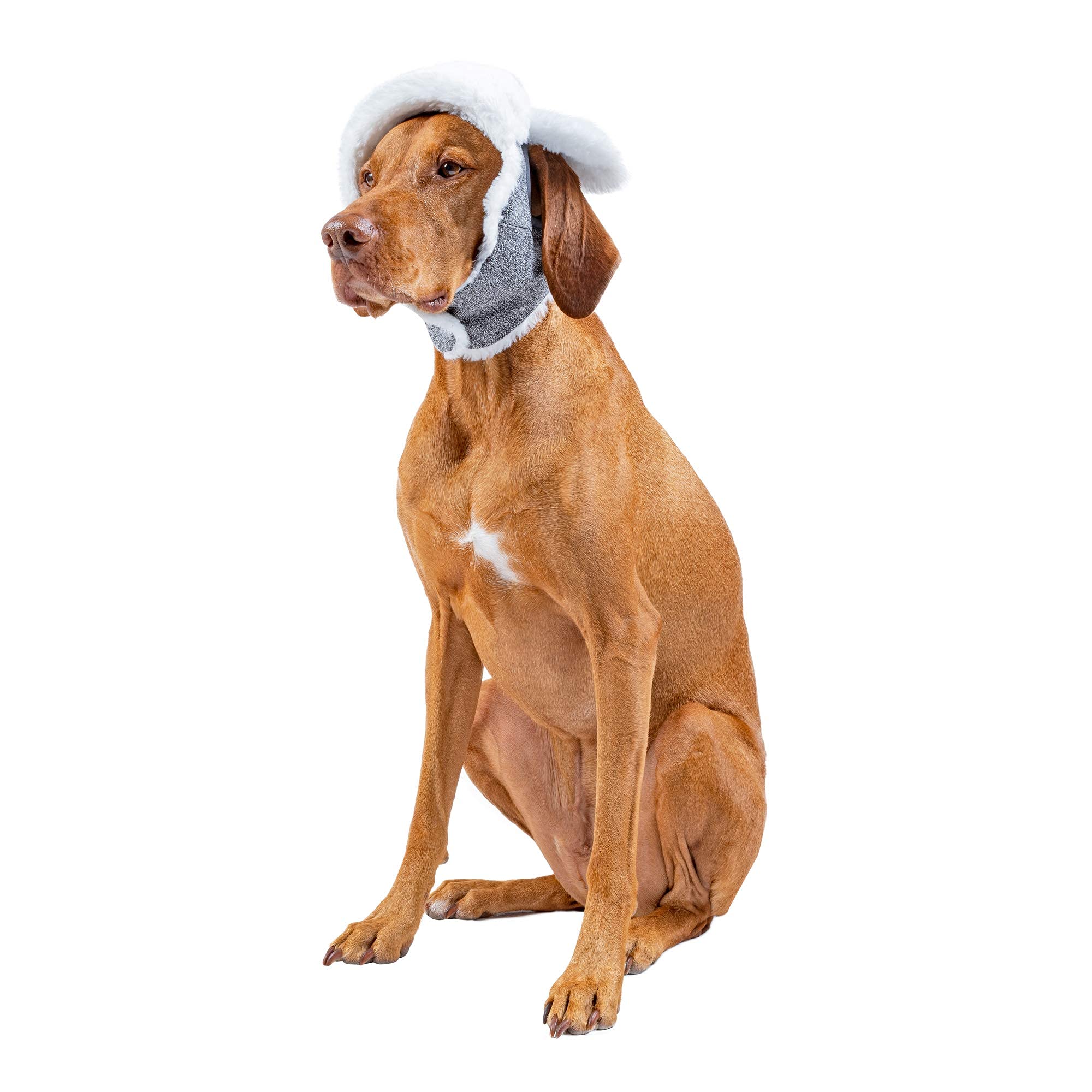 Canada Pooch Dog Winter Hat Adjustable Pet Beanie with Ear-Holes with Faux-Fur Lining Dog Avaitor Hat Cute Dog Accessory for Small Medium Large Dogs - Grey/S