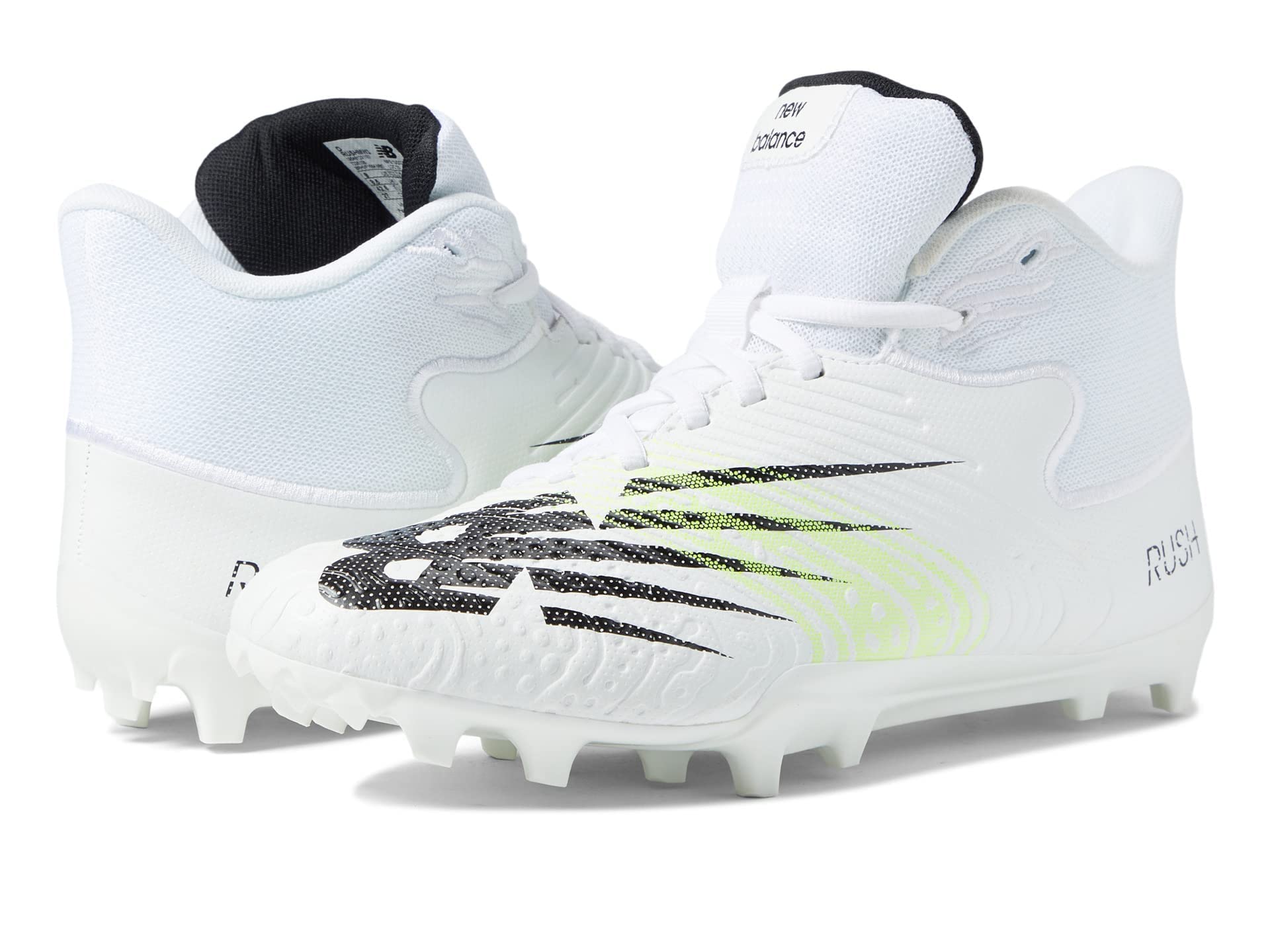 New Balance mens Rush V3 Mid Lacrosse Shoe, White/Bleached Lime Glo, 11.5 US