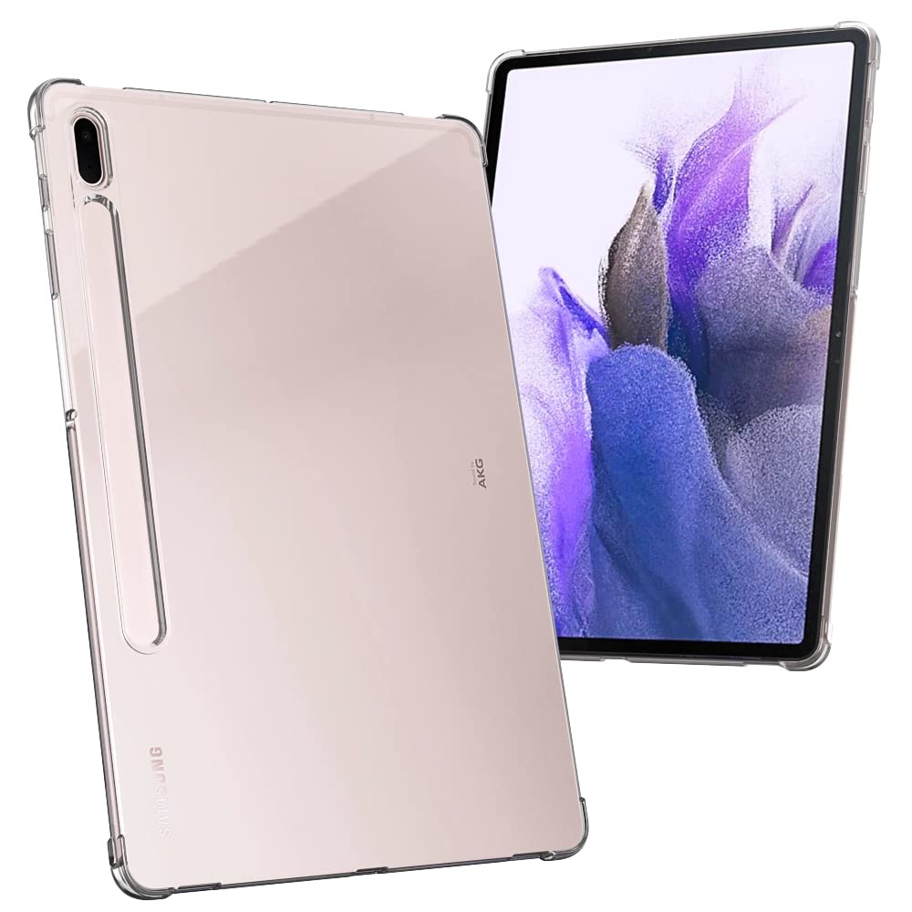 Callyue Case for Samsung Galaxy Tab S8 Plus (2022),Galaxy Tab S7 Plus Case (2020),Clear Rubber Soft Skin Silicone Side Corner Protective Cover for S8 Plus/S7 FE/S7 Plus/ S8+/ S7+ 12.4 Inch-Transparent