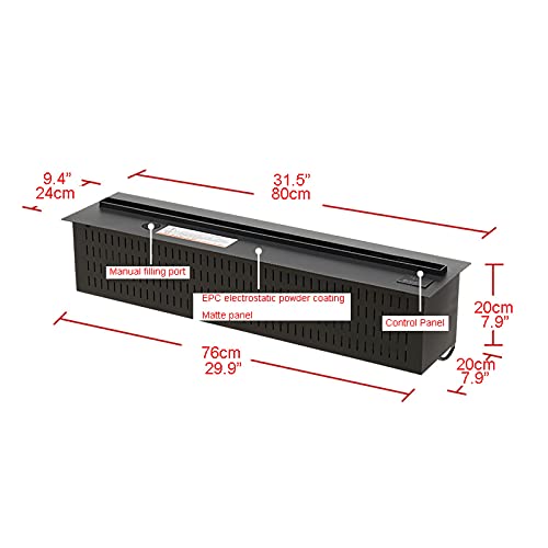 Fake flame fireplace Decorative fireplace Electric Fireplace Ultra-thin Panel Recessed Mounted Electric Fireplace with Remote Control, 3D Long Flame,L 31.5"×W 9.4" ×H 7.9" (Matte Black) Electric fire