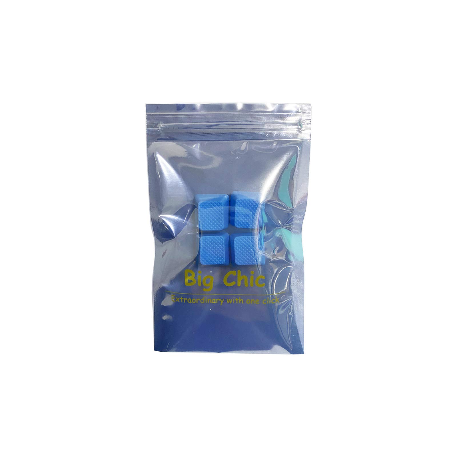 Big Chic Blank TPR Rubber Gaming Keycaps 4 Keys Set 1u for Cherry MX Mechanical Keyboards Compatible OEM (R3, Neon Blue)