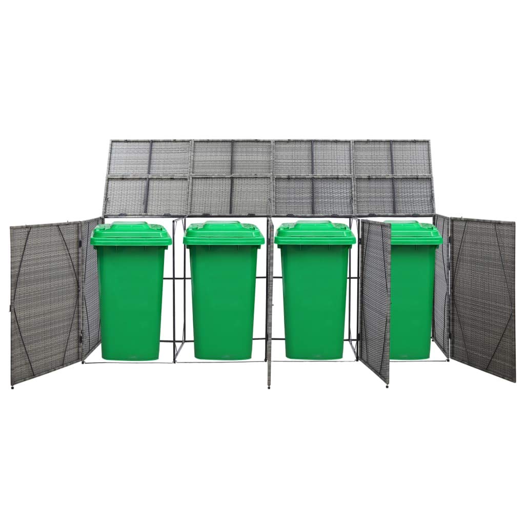 Canditree Outdoor Large Storage Shed for Garbage Cans, Garden Tools, Bin Shed Poly Rattan for Patio Backyard (Anthracite)